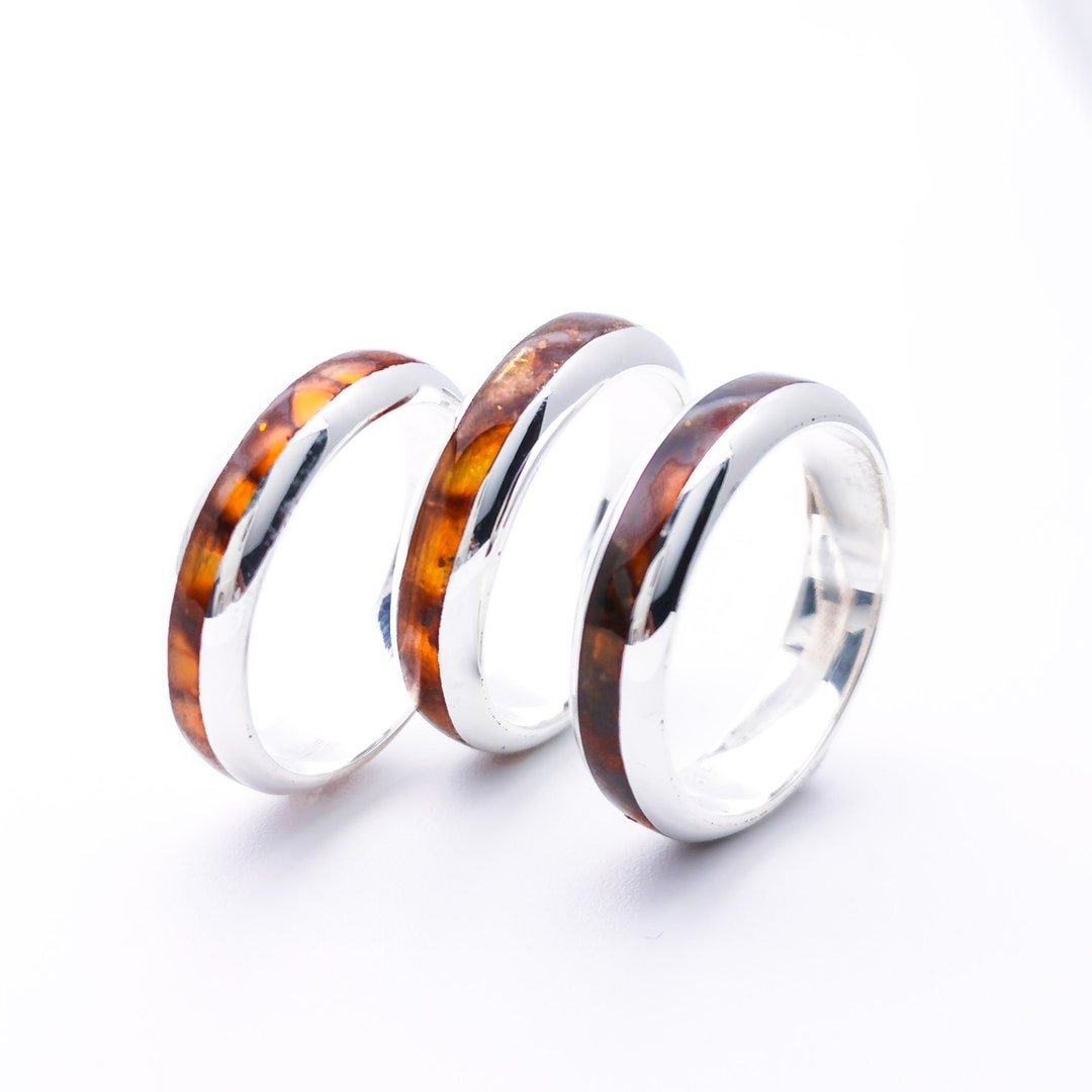 Band Ring, Thumb Ring, Gift for Her, Amber Ring, Wedding Ring, Sterling ...
