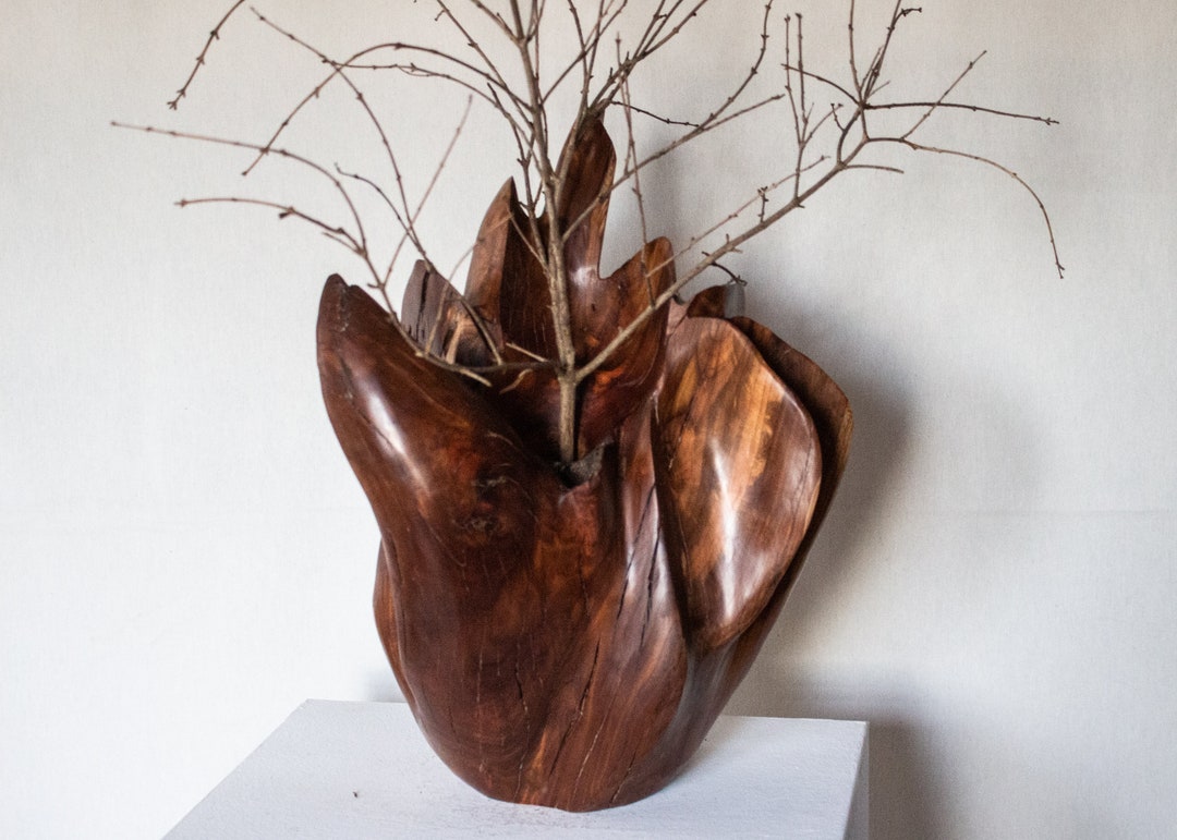 Extra Large Handmade Wooden Modern Vase for Flowers, Sculptural ...