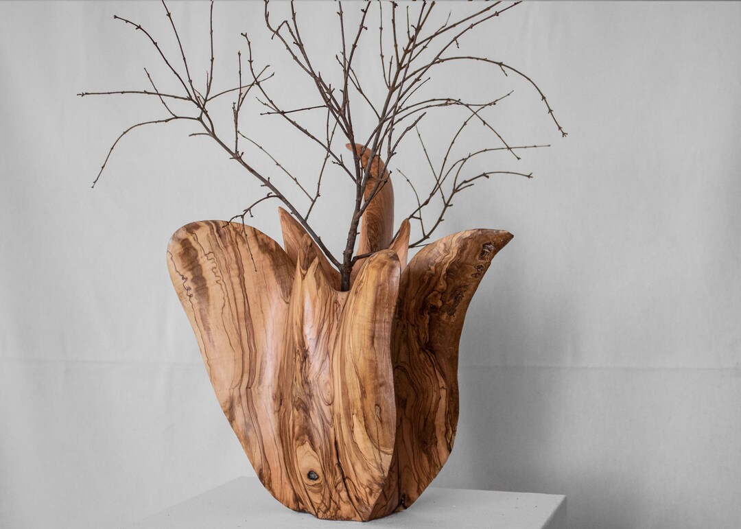 Extra Large Handmade Wooden Modern Vase for Flowers, Sculptural ...