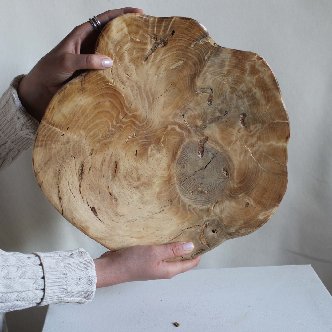 Unique Large Wooden Platter, Wooden Serving Board for Food, Fruit Bowl ...