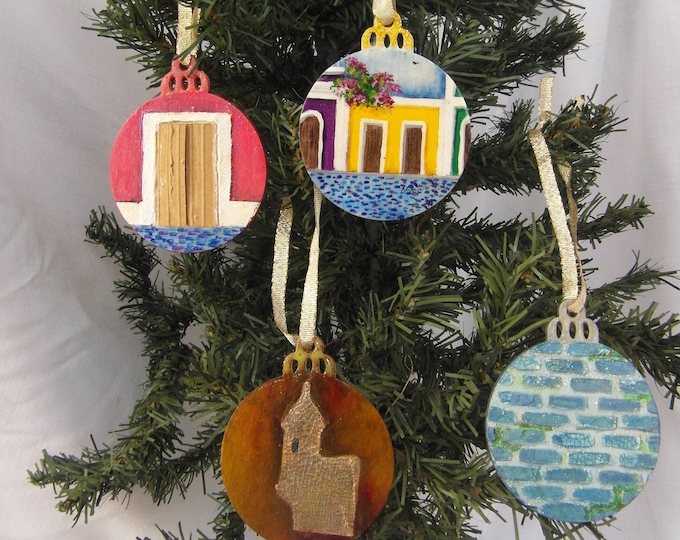 Old San Juan, Hand Painted Wood Ornaments, Puerto Rico - Etsy