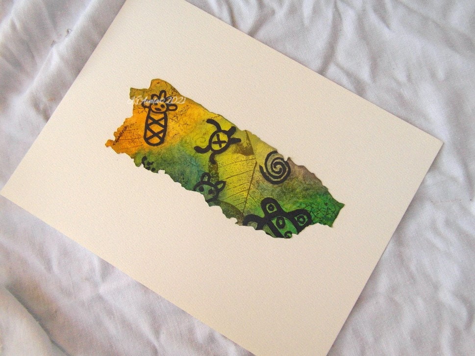Taino Petroglyphs Original Watercolor Puerto Rico - Etsy