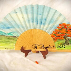 Flamboyán, Hand Painted Spanish Hand Fan, Puerto Rico - Etsy