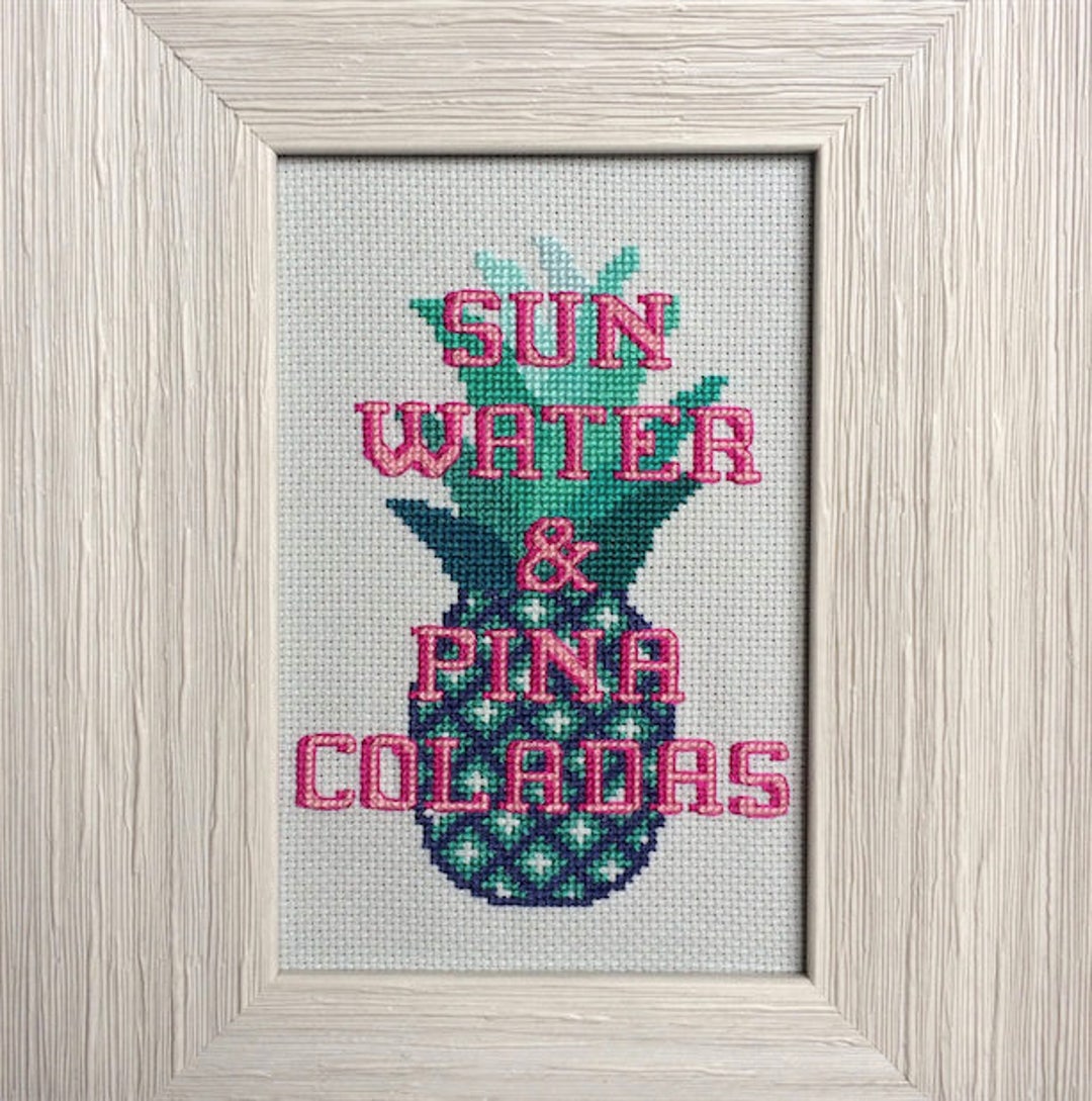 PDF Pattern - Sun, Water, & Pina Coladas Pineapple Cross Stitch - Ombre ...