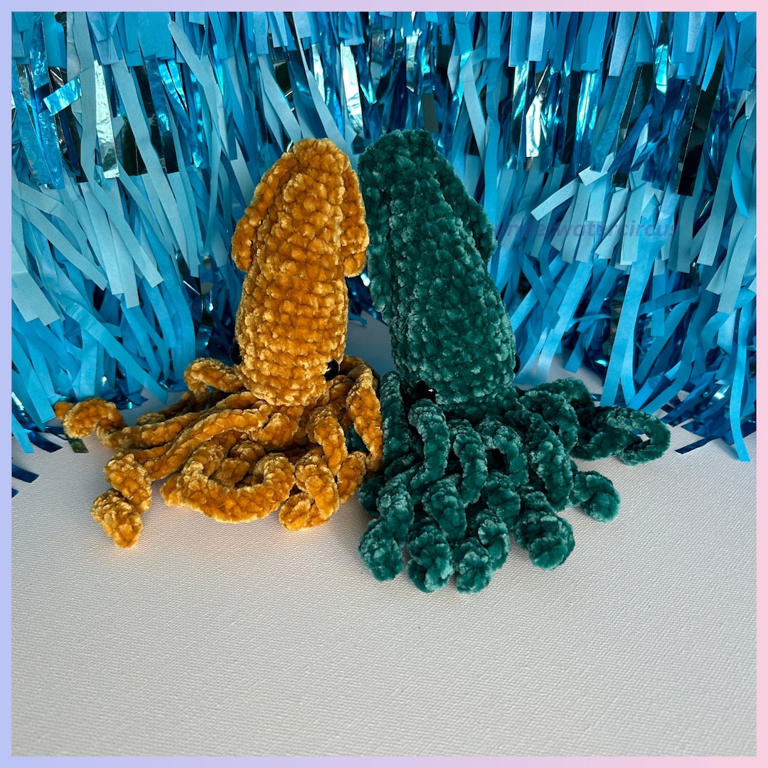 Mini Velvet Squid Crochet Stuffed Animal - Etsy