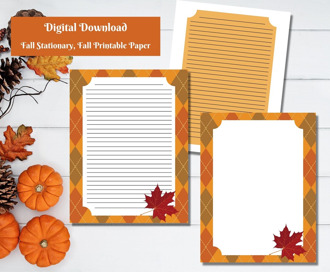 Printable Fall Stationary, Digital Fall Print, Fall Decorative Paper ...