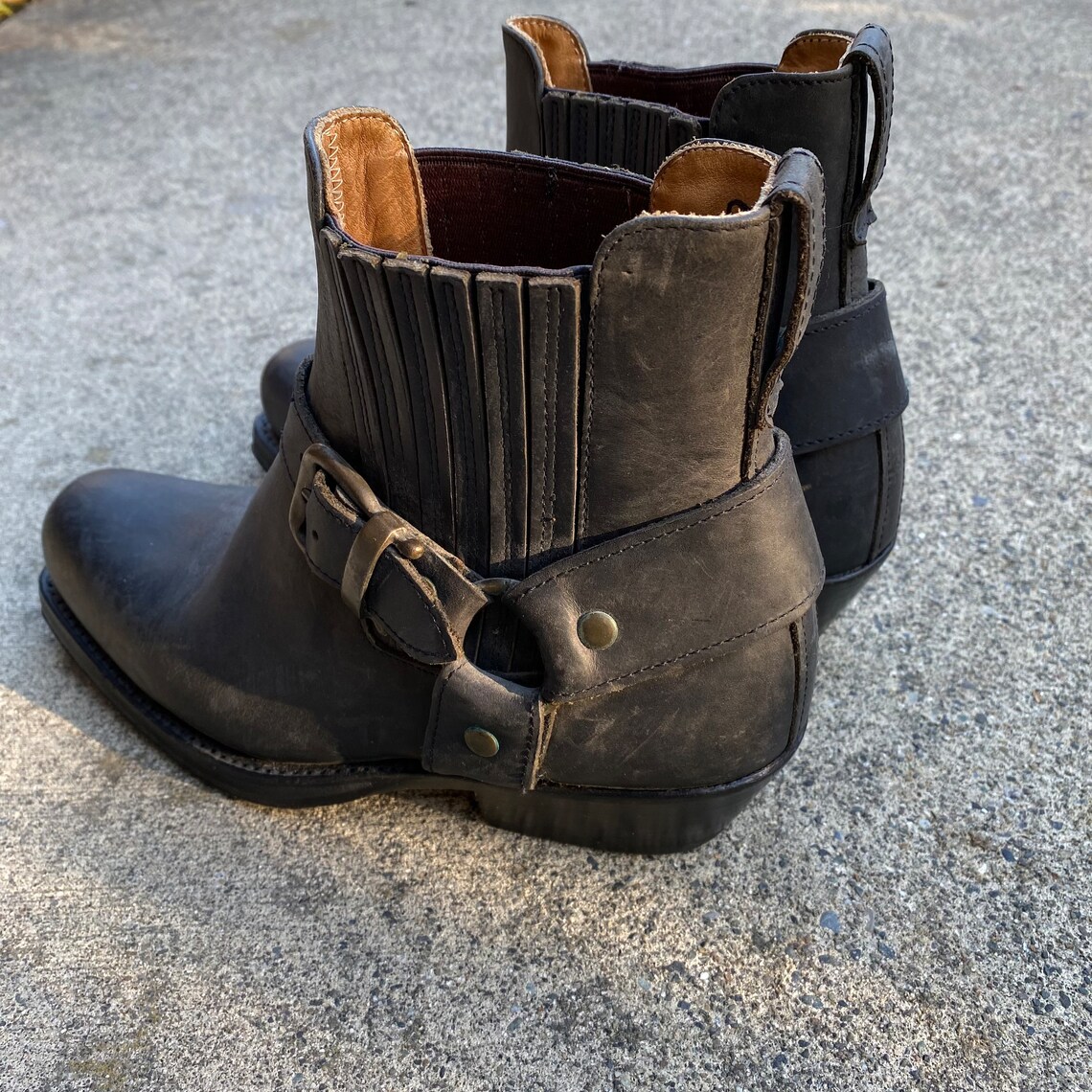 Vintage Leather Ranch Platform Cowboy Ankle Boots - Etsy