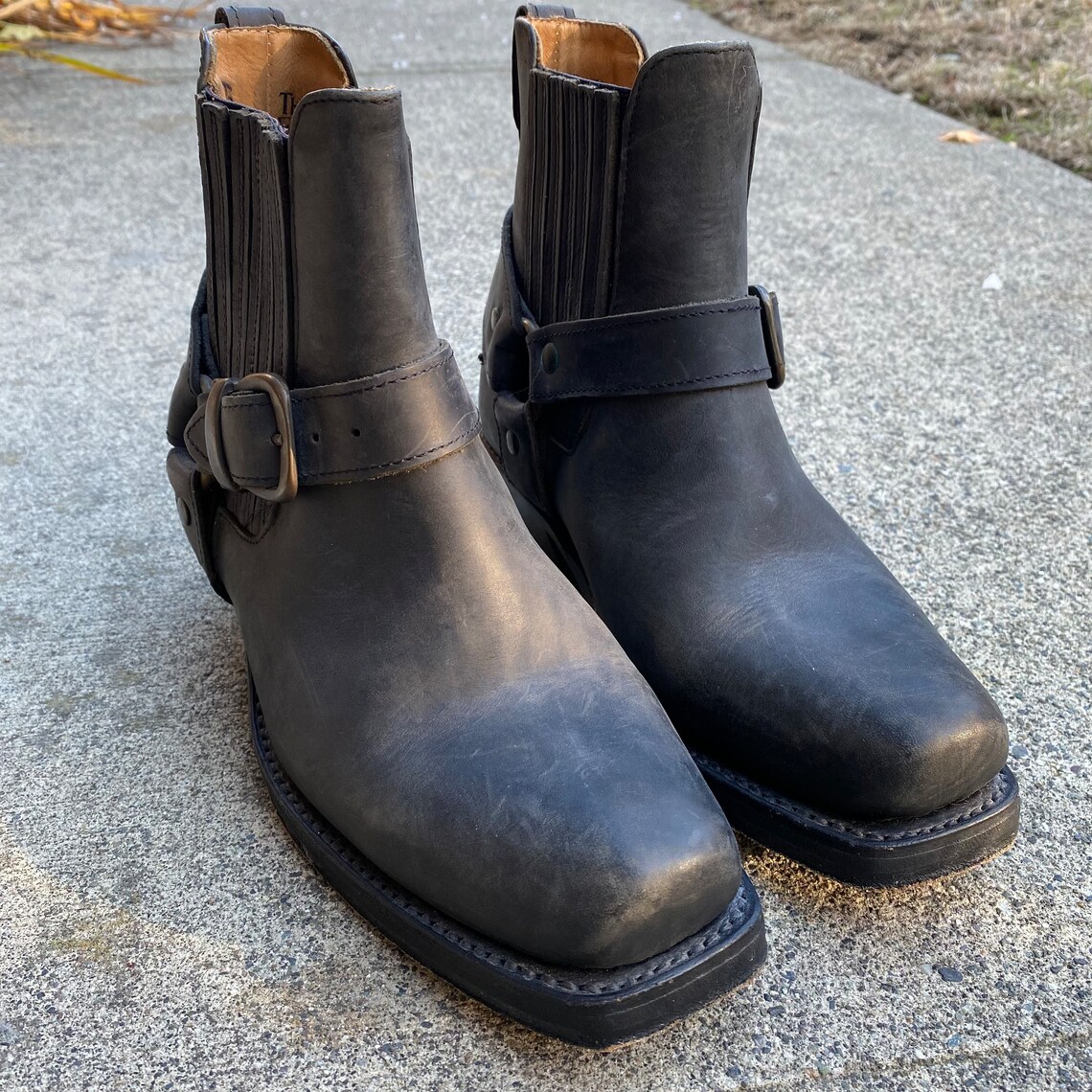 Vintage Leather Ranch Platform Cowboy Ankle Boots - Etsy