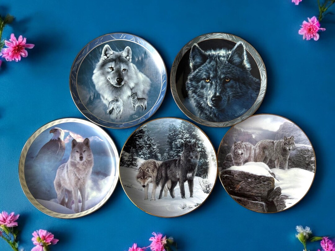 Vintage STUNNING Set of 5 Bradford Exchange Wolf Collector Plates - Etsy
