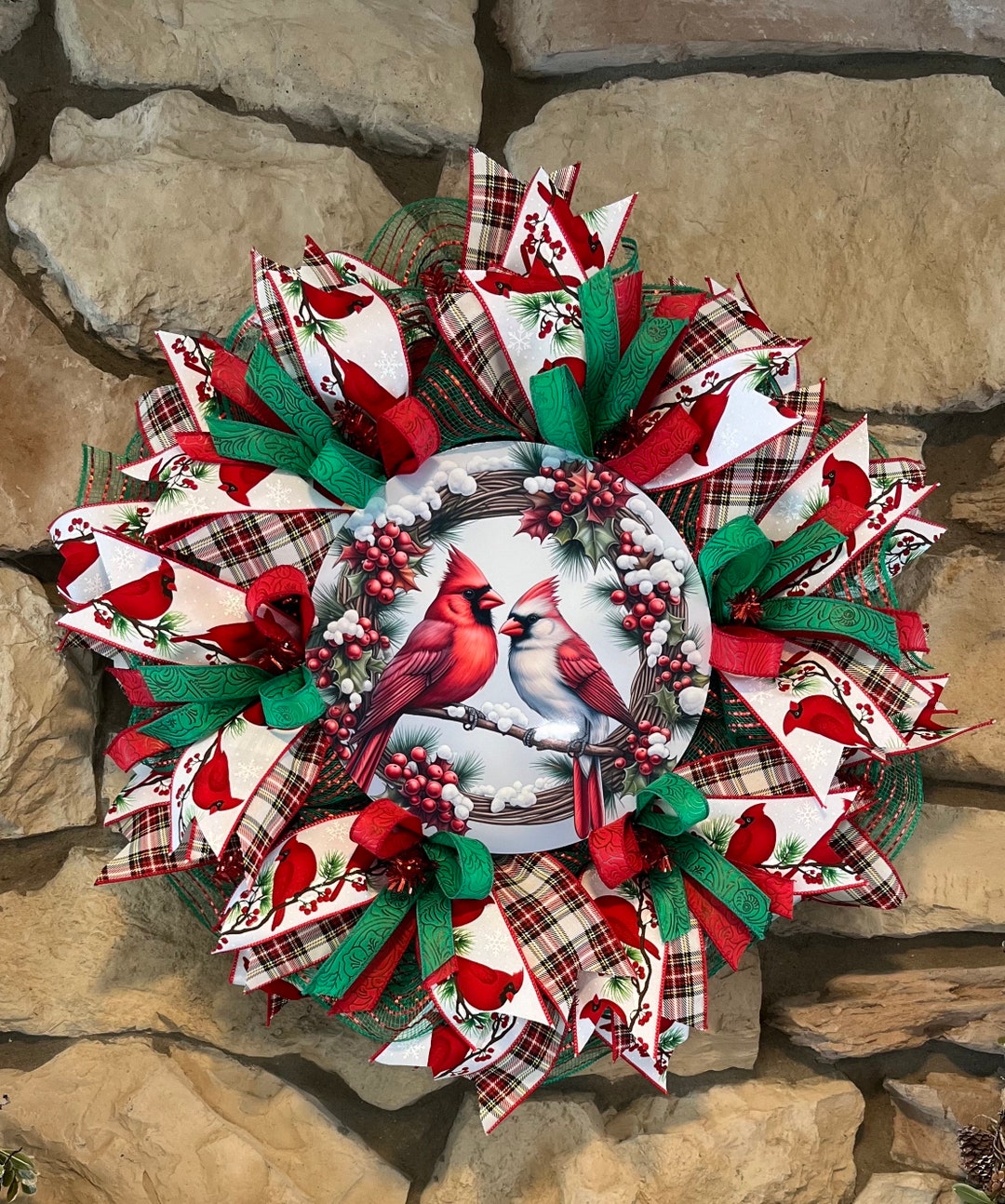Red Cardinal Christmas Wreath - Etsy