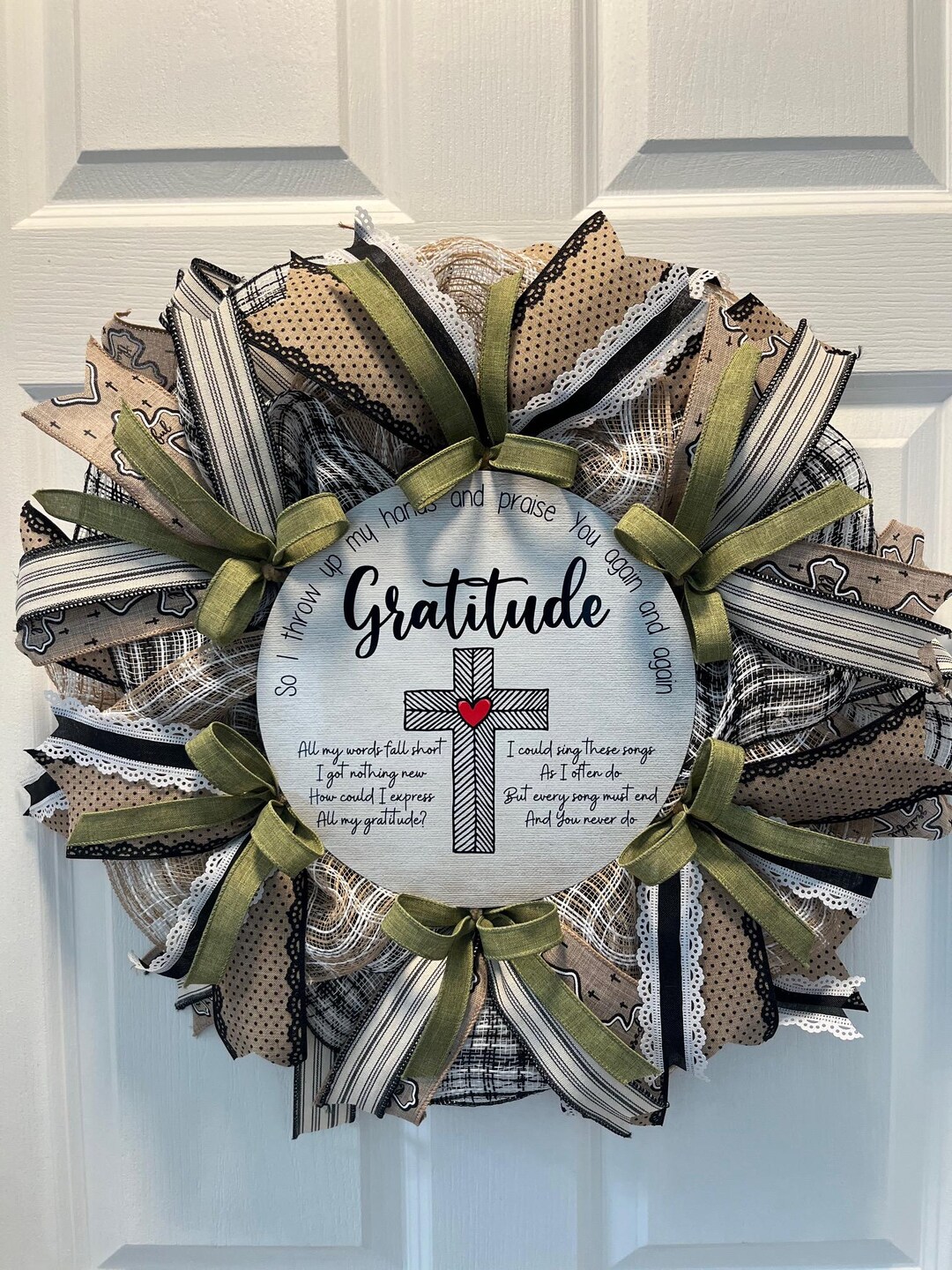Gratitude Christian Wreath: Rustic Cross, Farmhouse Decor - Etsy