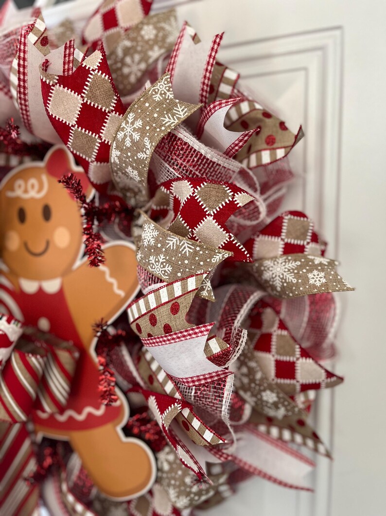 Handcrafted Gingerbread Girl Christmas Wreath - Festive Holiday Door ...