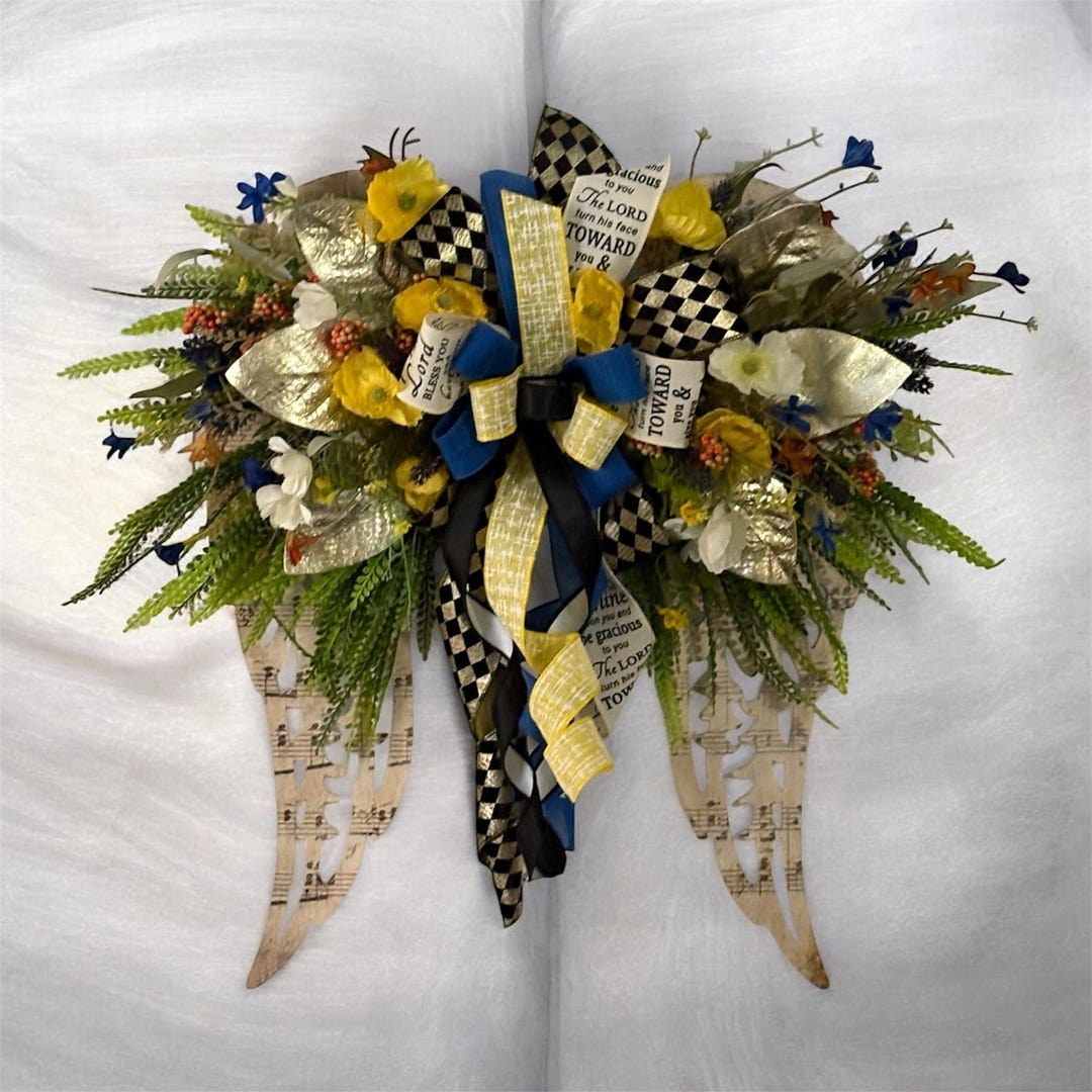 Metal Filigree Angel Wings With Musical Notes | Everyday or Memorial ...