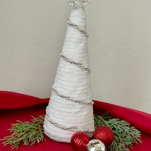 Silver and White Trees, Yarn Trees, Christmas Decor Trees, Tinsel Trees ...