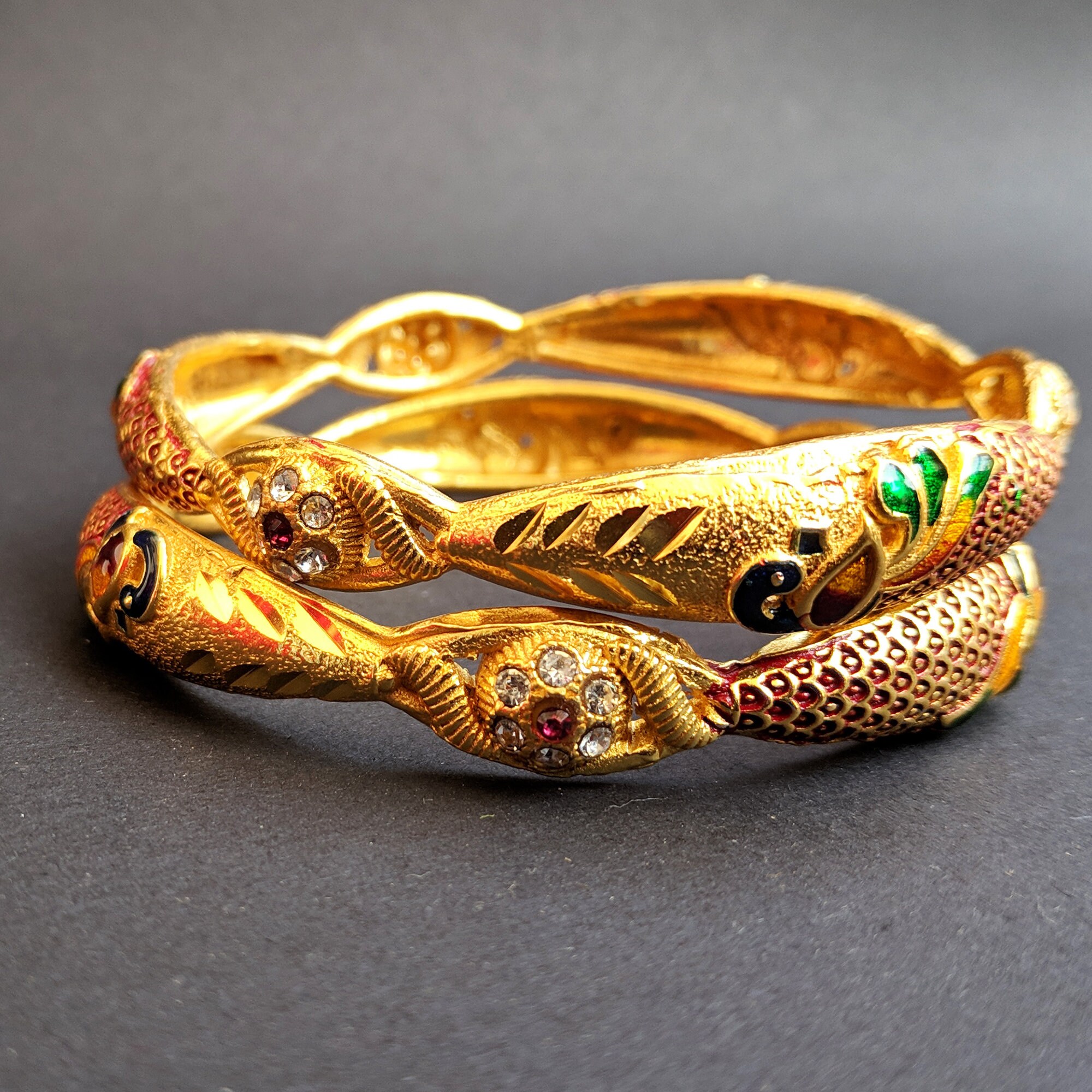 Traditional Meenakari Bangle Bracelet With Tricolor Meenakari Peacock ...