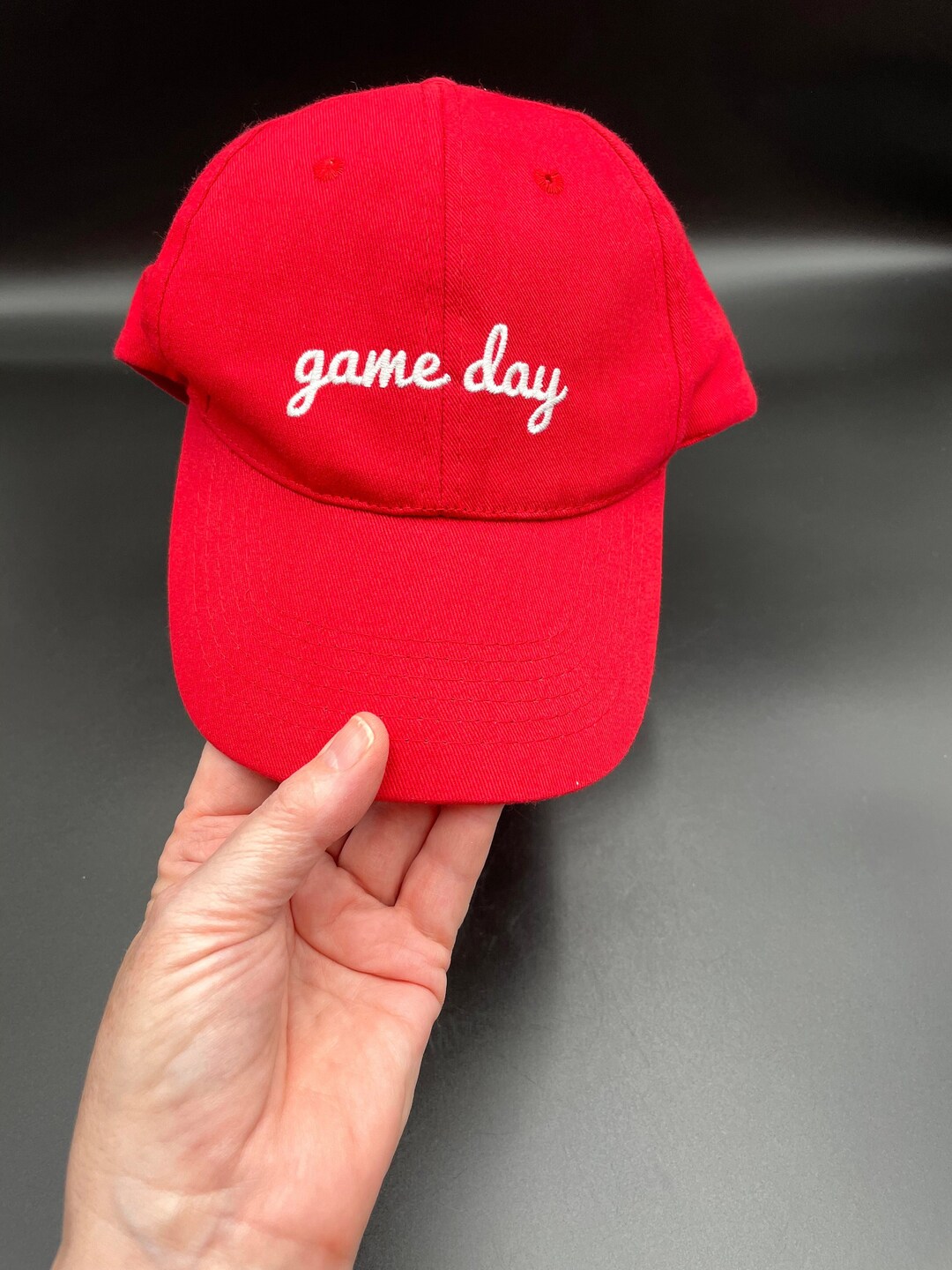 Red Game Day Ball Cap / Red Fabric Hat Embroidered With Game Day in ...