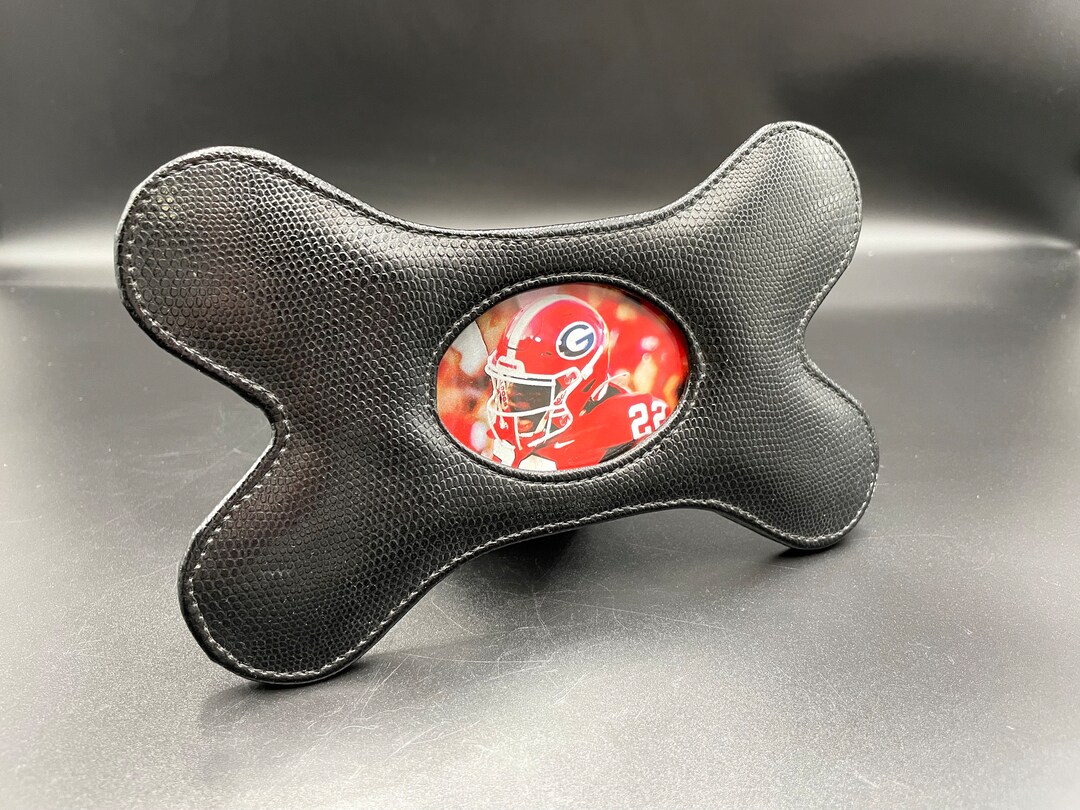 Dog Bone Picture Frame / Black Faux Snakeskin Photo Frame Shaped Like a ...