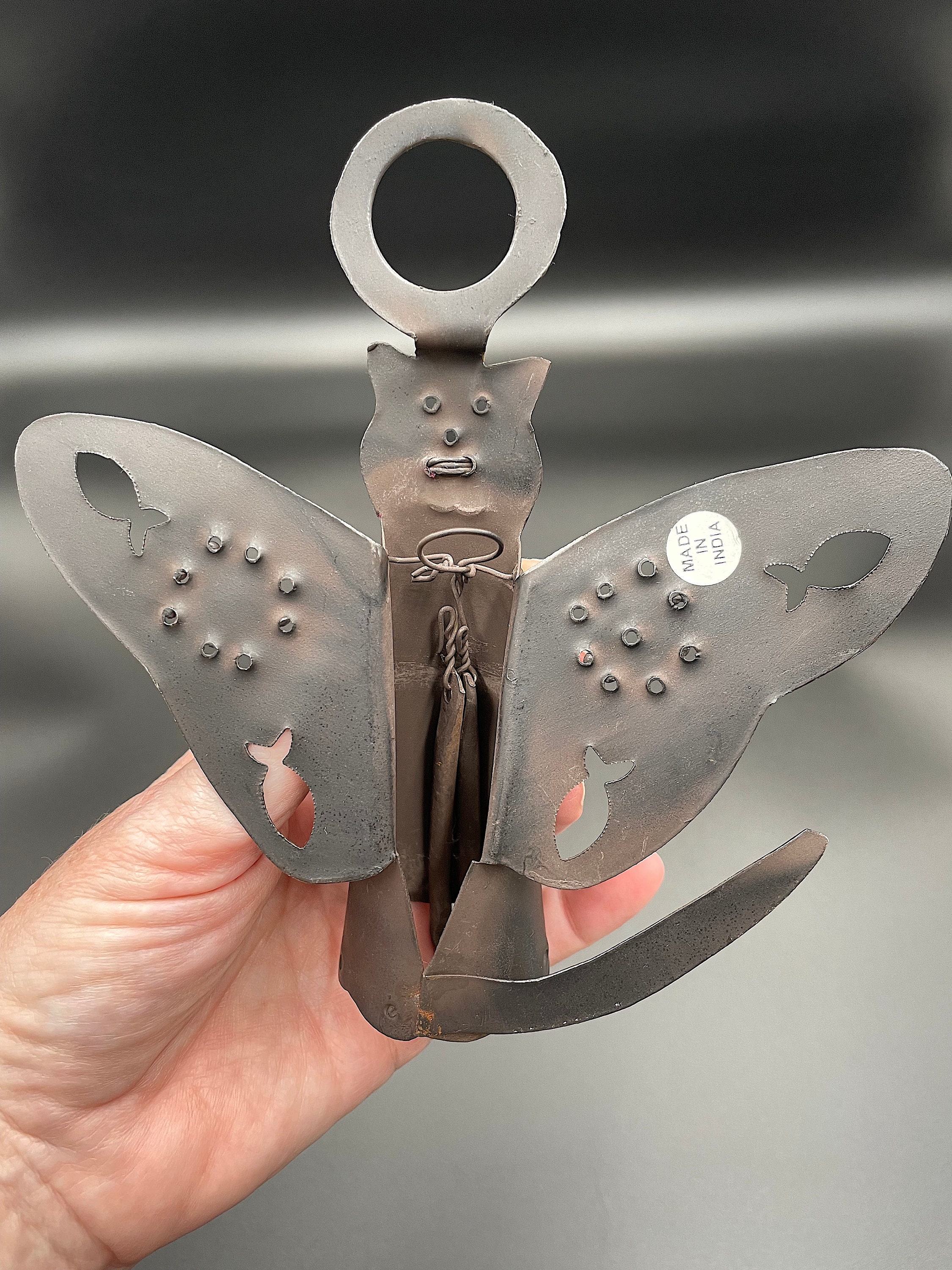 Metal Angel Kitty Bell / Garden Sculpture Angel Cat Wind Chime / Honor ...