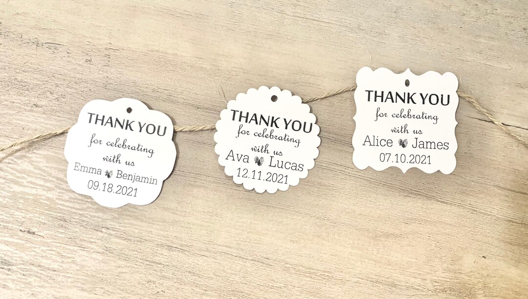 Wedding Thank You Tags, Thank You for Celebrating With Us, THANK YOU ...