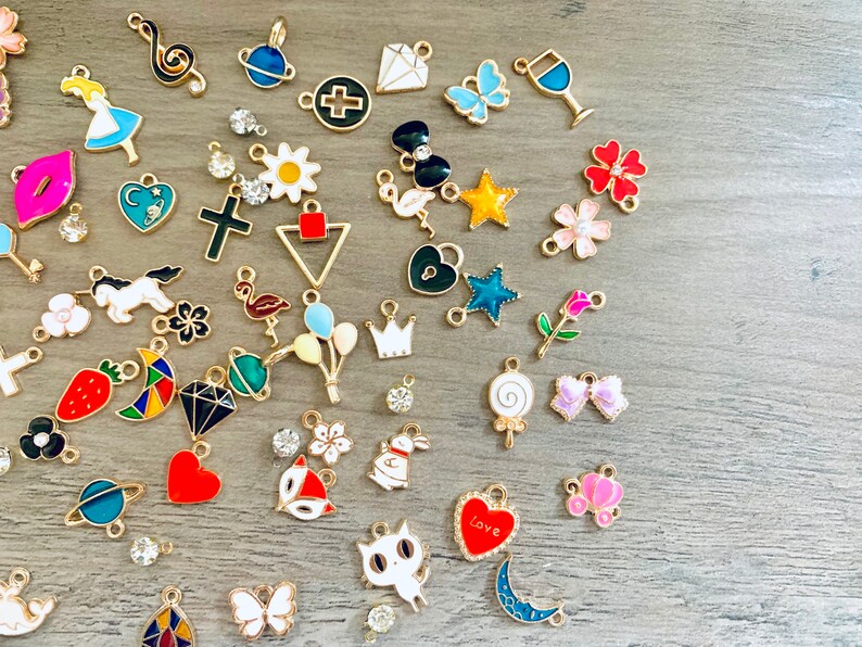 70pcs Enameled Colorful Assorted Charms Cubic Charms Bulk | Etsy
