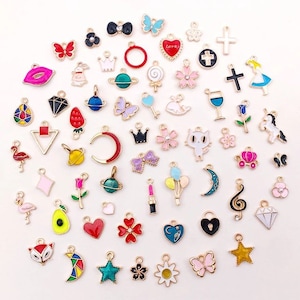 70pcs Enameled Colorful Assorted Charms, Cubic Charms, Bulk Charms ...