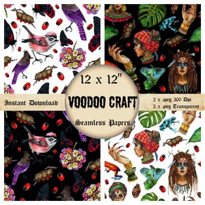 Halloween Voodoo Decoration, Seamless Pattern Digital Paper for Scrap ...