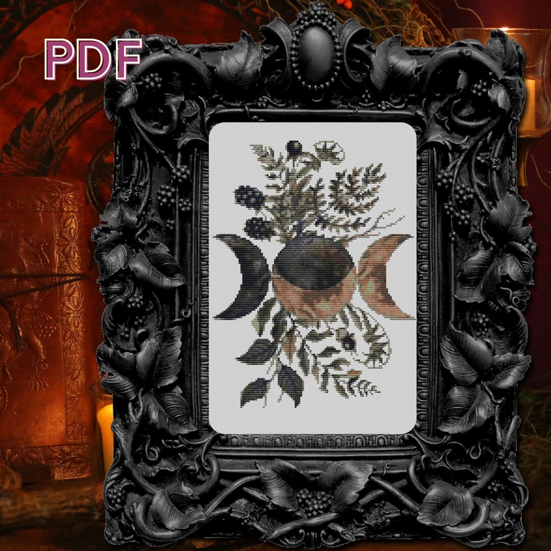 The Triple Goddess Pagan Cross Stitch, Witch PDF, Gothic Fantasy Decor ...