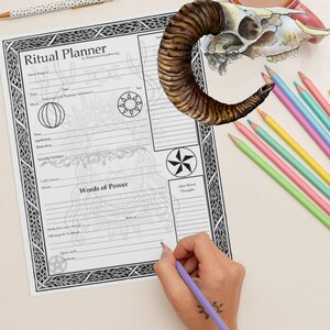 Witchcraft Printable Blank Ornate Grimoire Pages, Magic Wicca Green Man ...