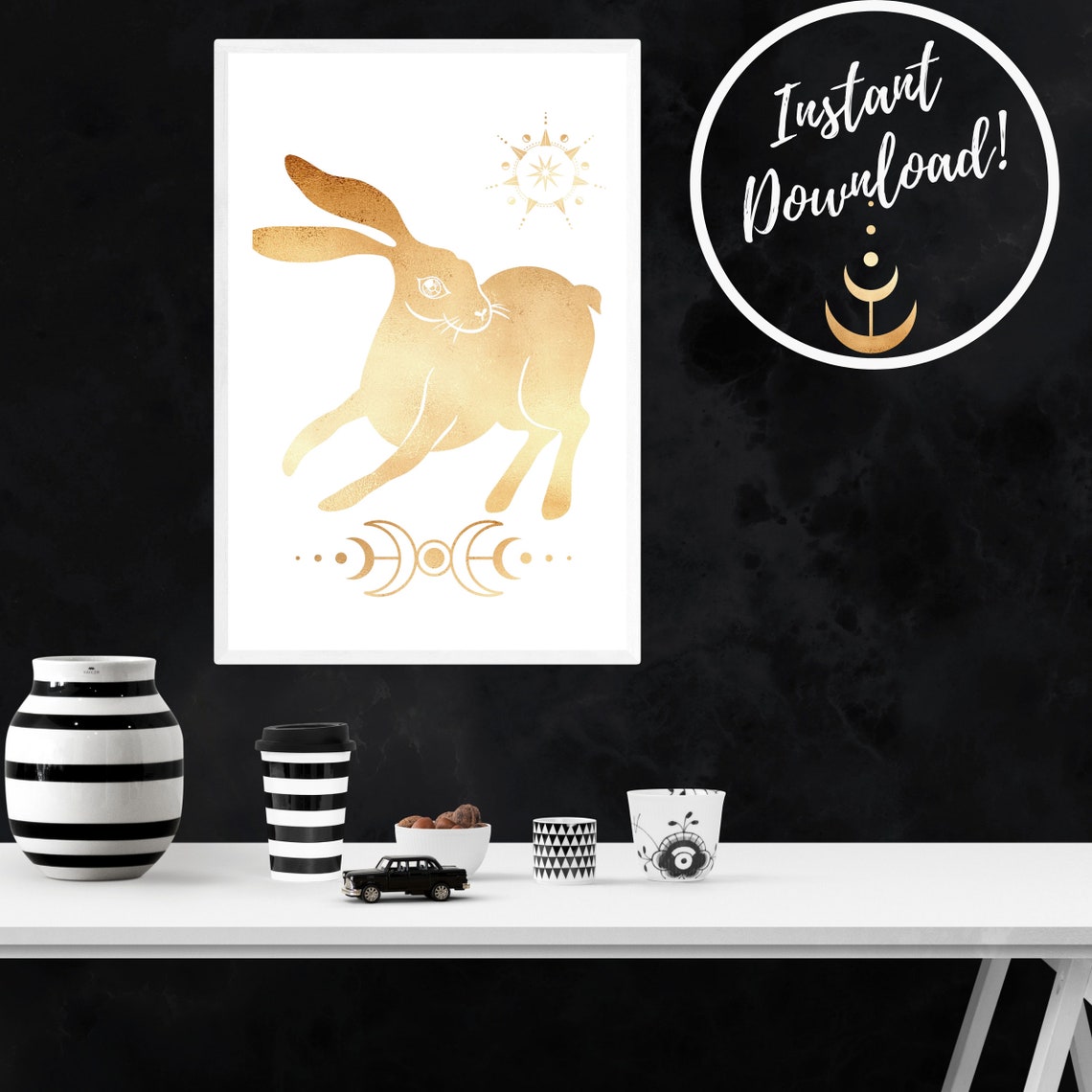 Rabbit Spirit Animal Modern Wall Art Magic Wall Decor - Etsy