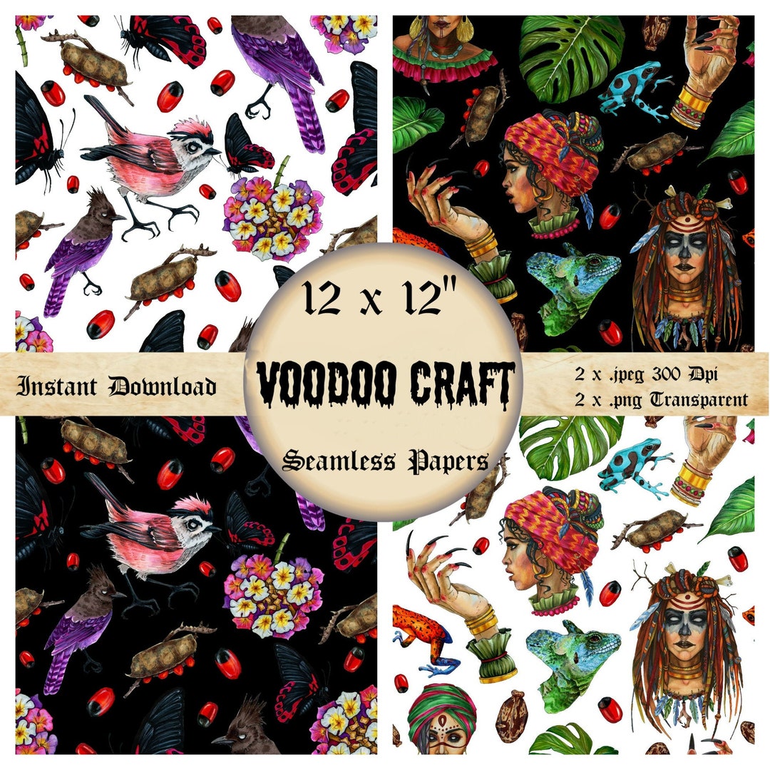 Halloween Voodoo Decoration, Seamless Pattern Digital Paper for Scrap ...