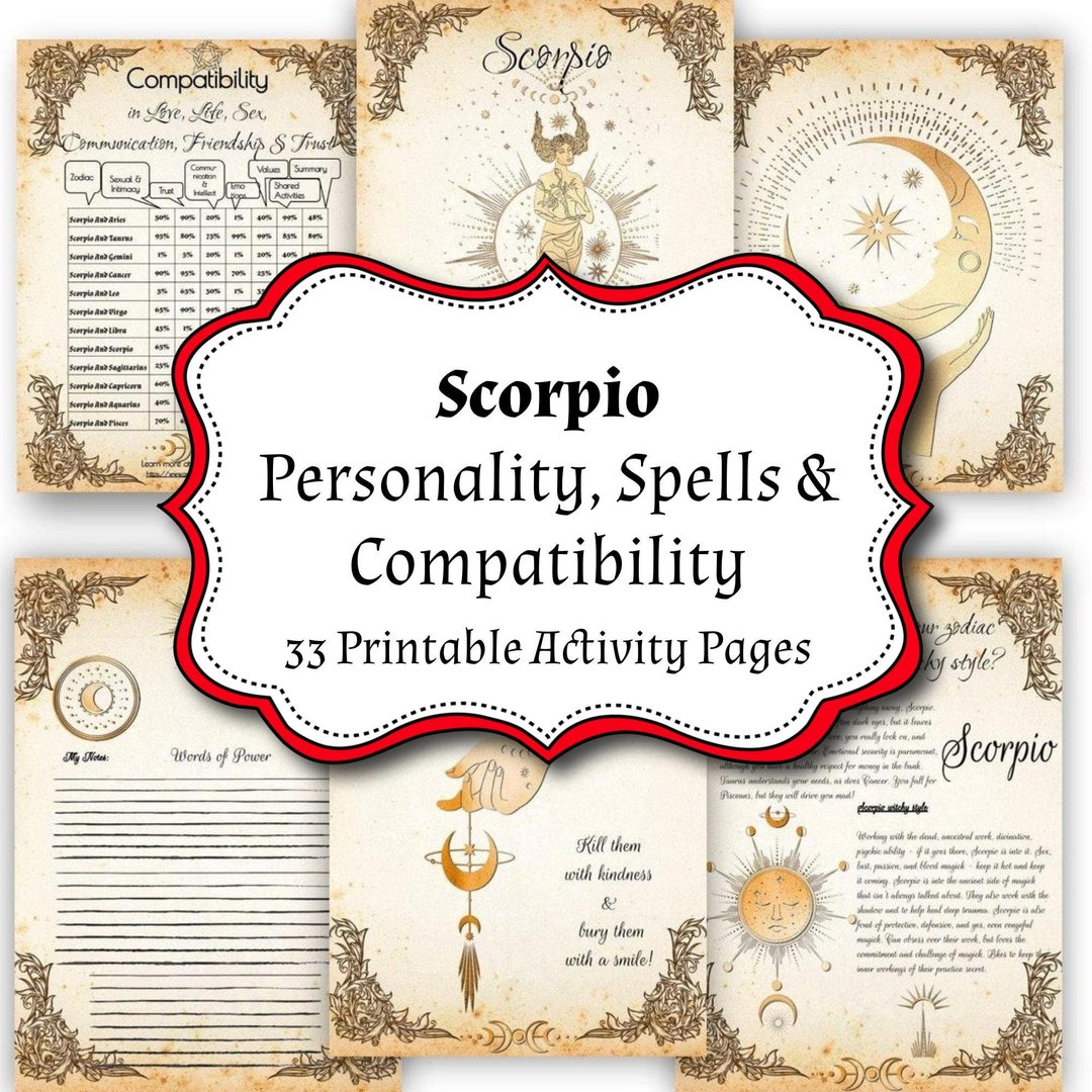 Scorpio Astrological Sign, Cheat Sheets, Celestial Witchy 33 Activity ...
