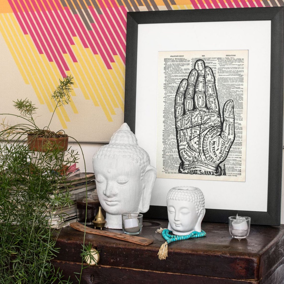 Palm Reading Palmistry Illustration on a Vintage Dictionary - Etsy