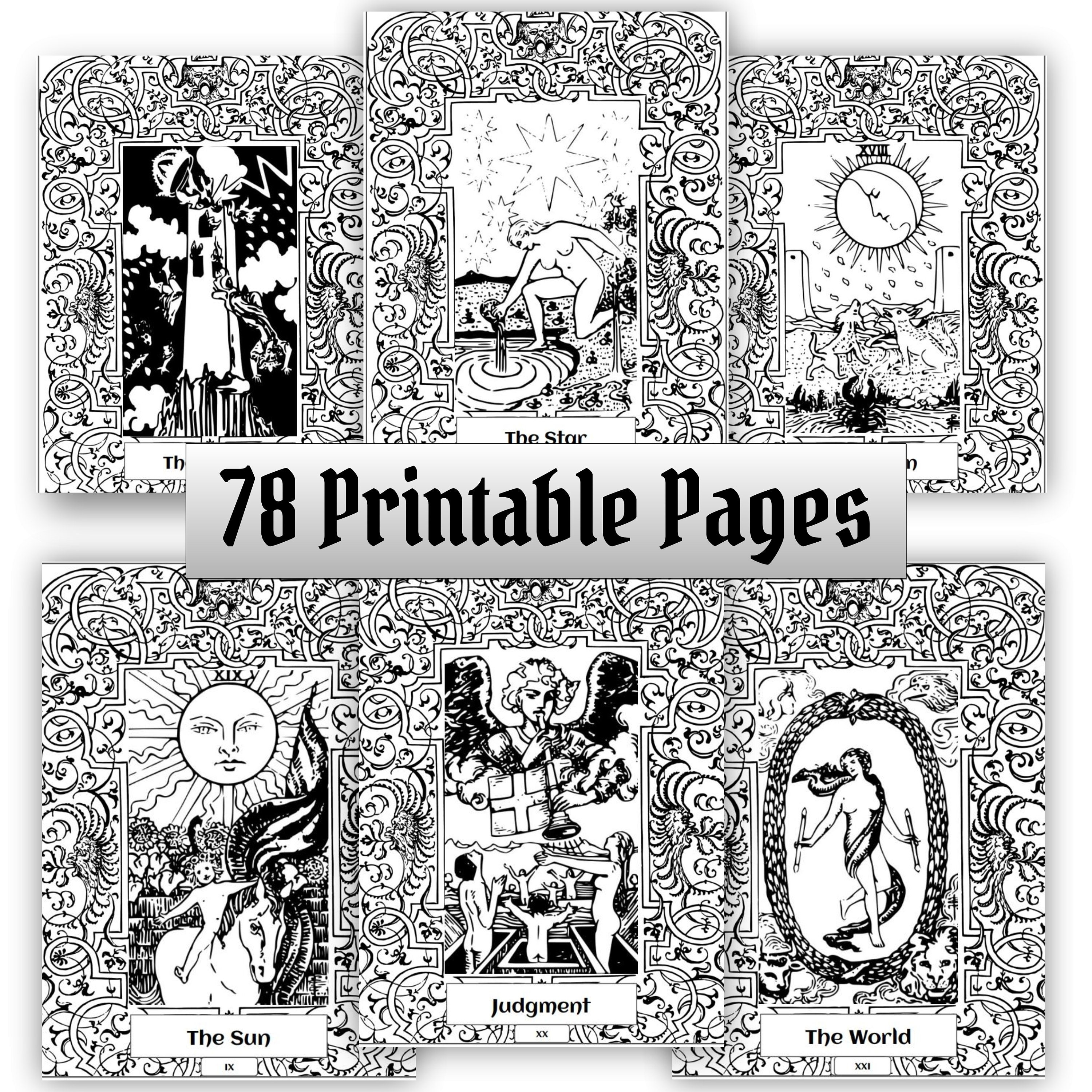 Tarot Divination Art Coloring Book All 78 Rider Waite Cards | Etsy New ...