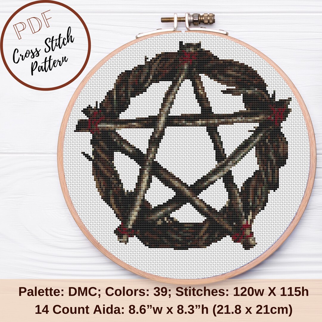Pentacle Wiccan Cross Stitch PDF, Pagan Altar Cloth Design, Pattern ...