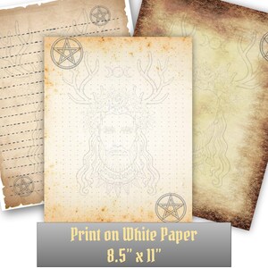 Witchcraft Printable Blank Ornate Grimoire Pages, Magic Wicca Green Man ...