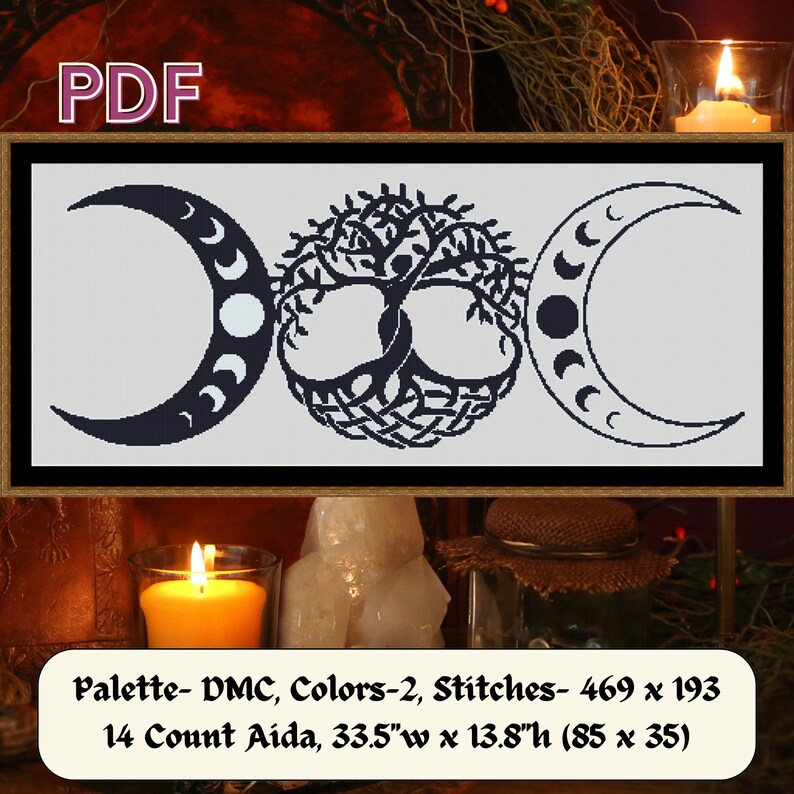The Triple Goddess & Tree of Life Sacred Symbols Pagan Cross - Etsy