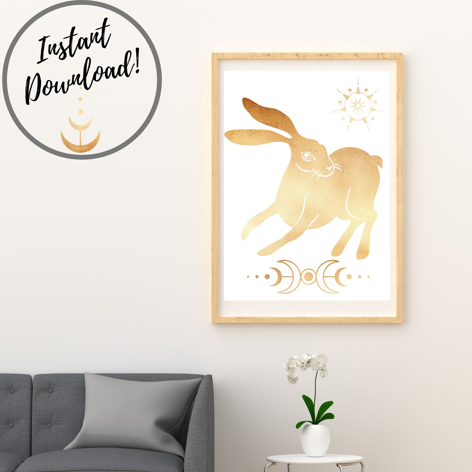 Rabbit Spirit Animal Modern Wall Art Magic Wall Decor - Etsy