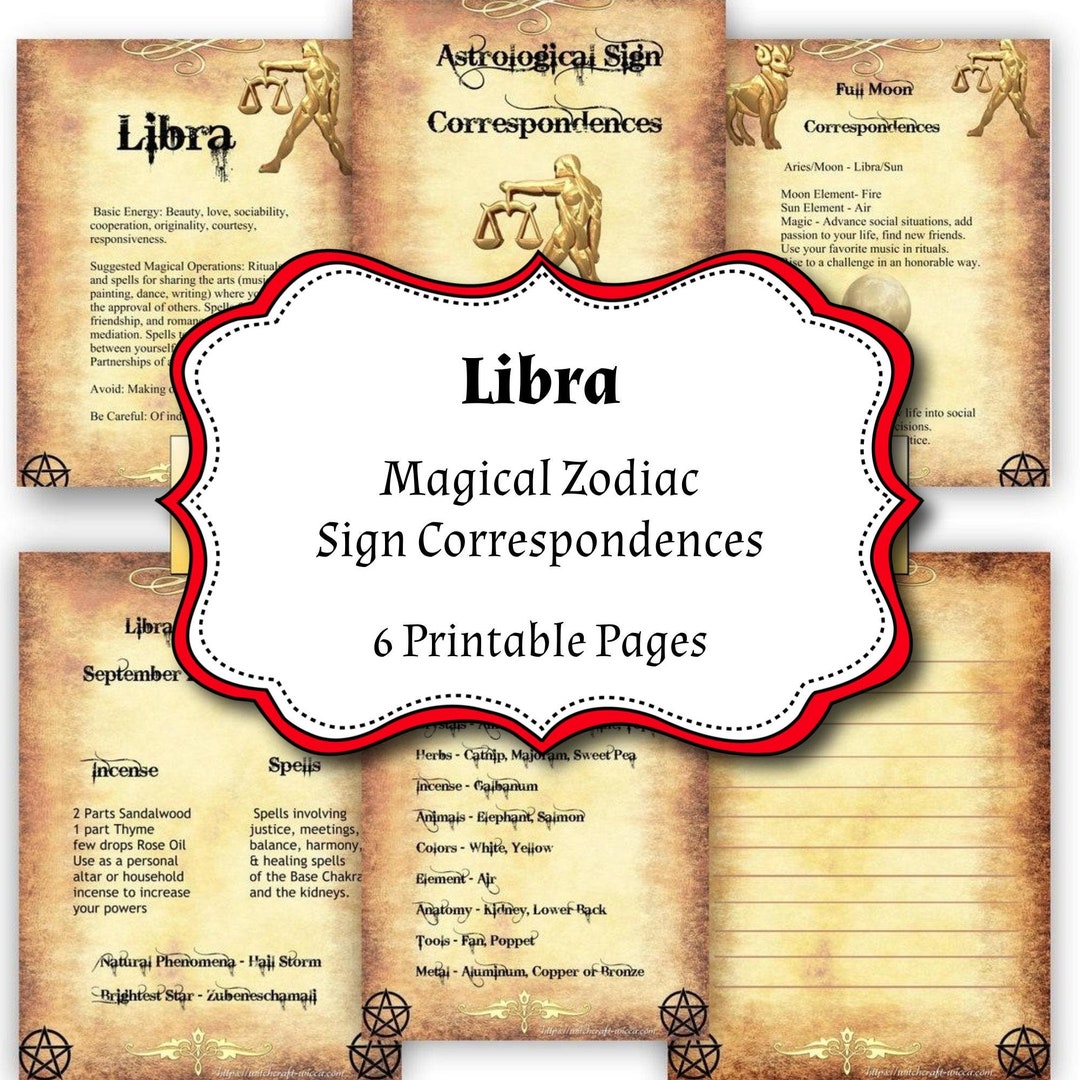 Libra Astrology Sign Printable PDF, Libra Constellation, Zodiac Magic ...