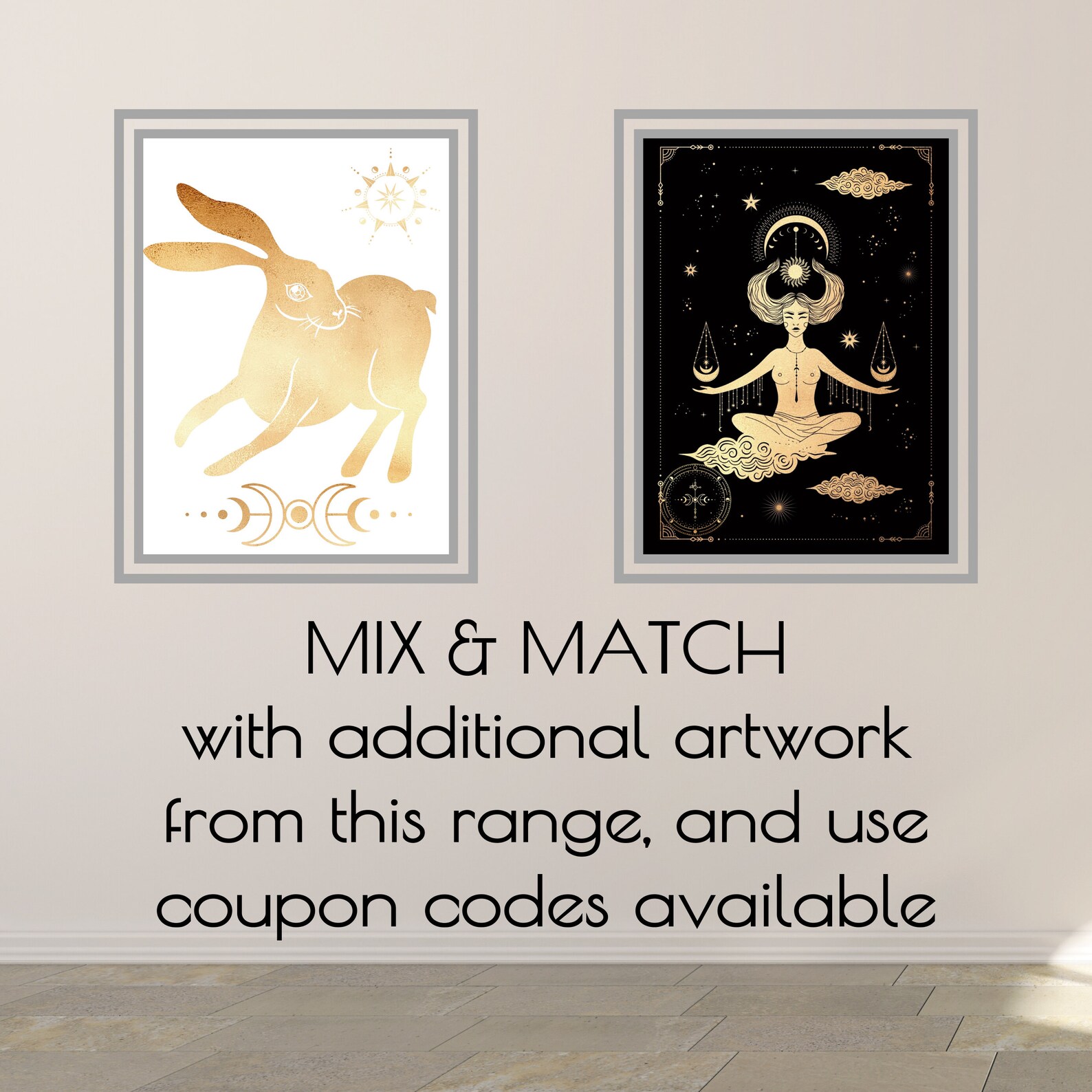 Rabbit Spirit Animal Modern Wall Art Magic Wall Decor - Etsy