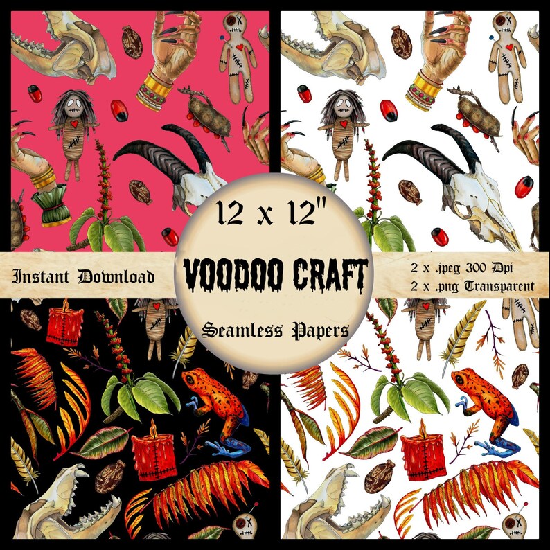 Voodoo Dolls Digital Paper Scrapbook Papers Halloween | Etsy