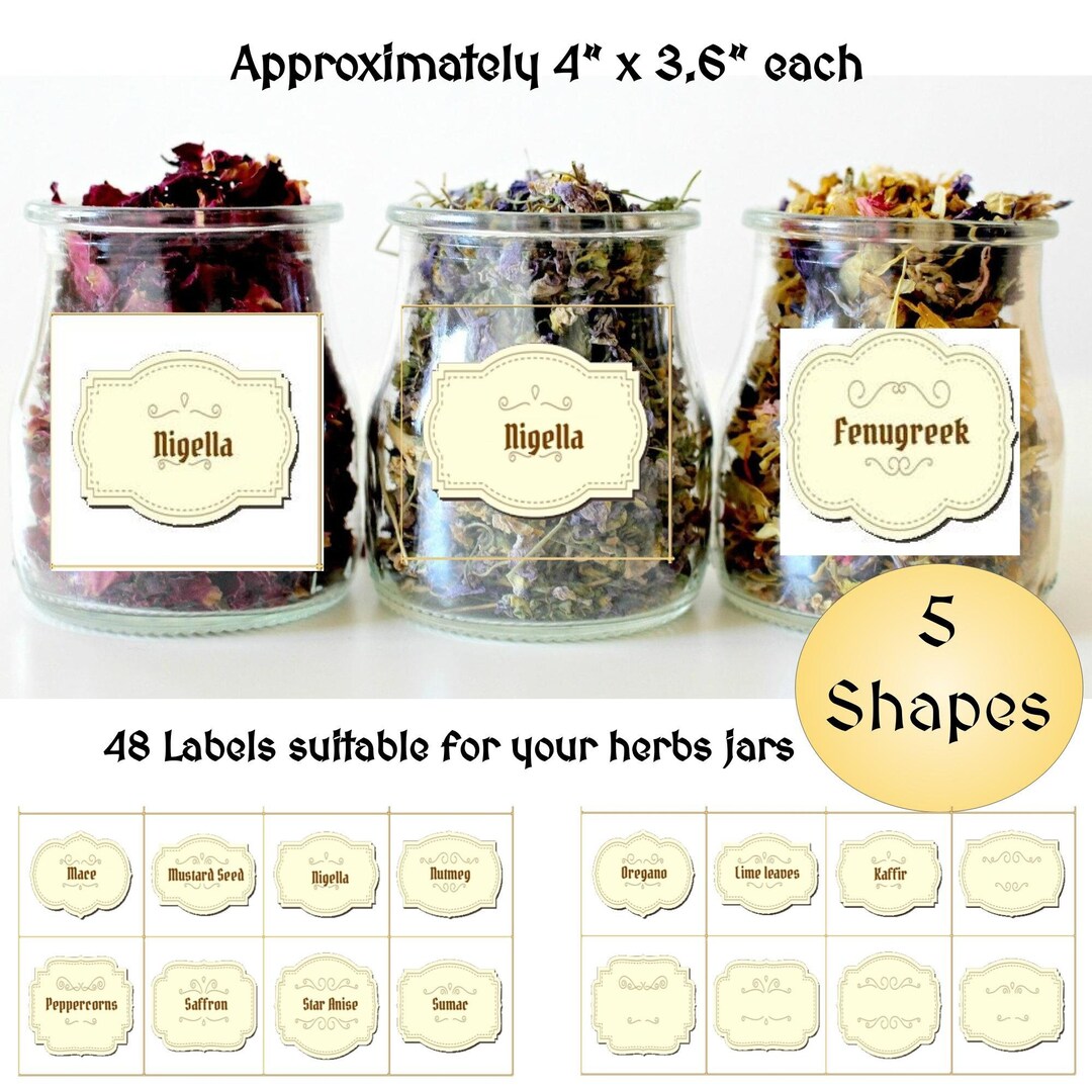 Witchy Herbs Labels, 48 Kitchen Printable Labels for Pantry ...
