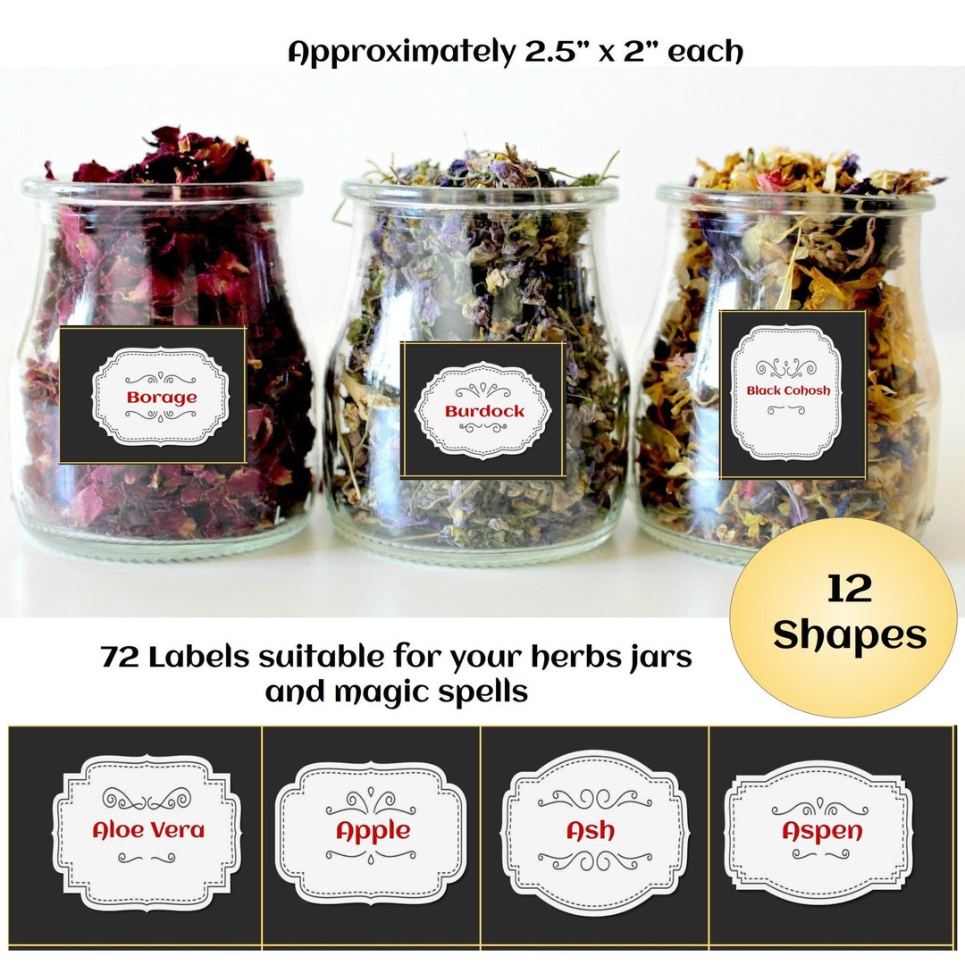 Wicca Herb Labels - 72 Stylish Labels for Your Magical Kitchen & Herbal ...
