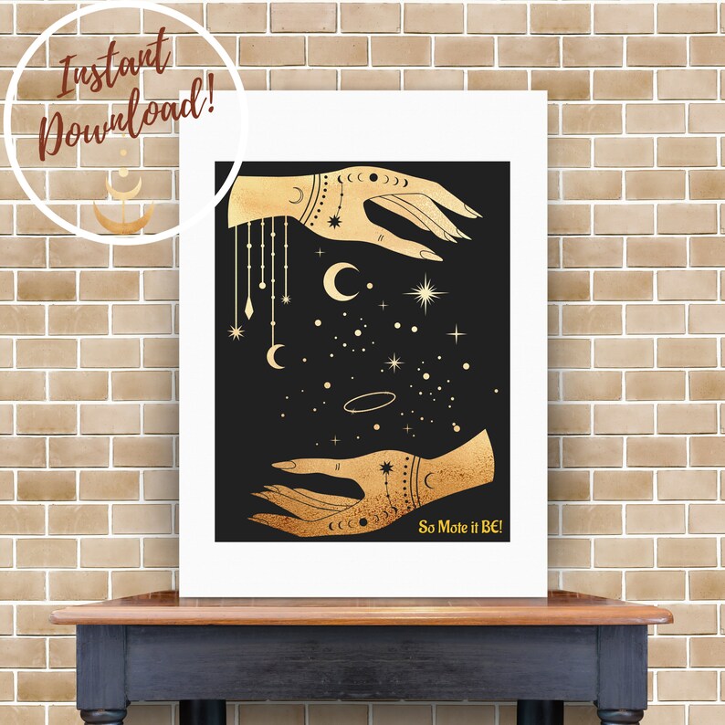 Wiccan Art Moon Protection Symbol so Mote It Be Galactic | Etsy