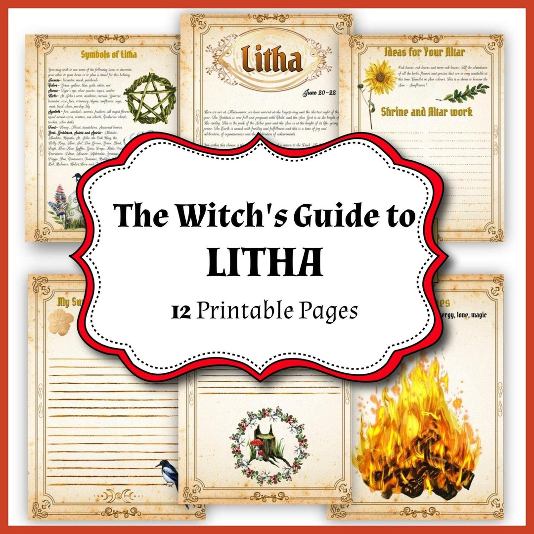 Summer Solstice Decor, Printable Book of Shadows for Litha, Witchy ...