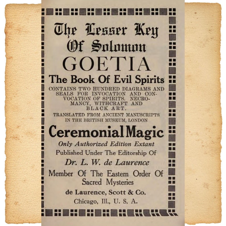 Goetia: the Lesser Key of Solomon the King 1914 the Book of - Etsy