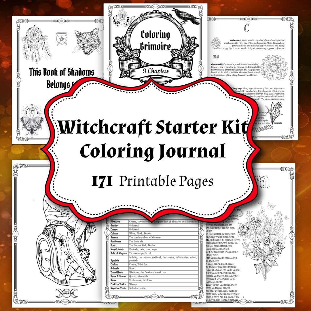 Magical Grimoire Coloring Pages Bundle Witchcraft Starter Kit for ...