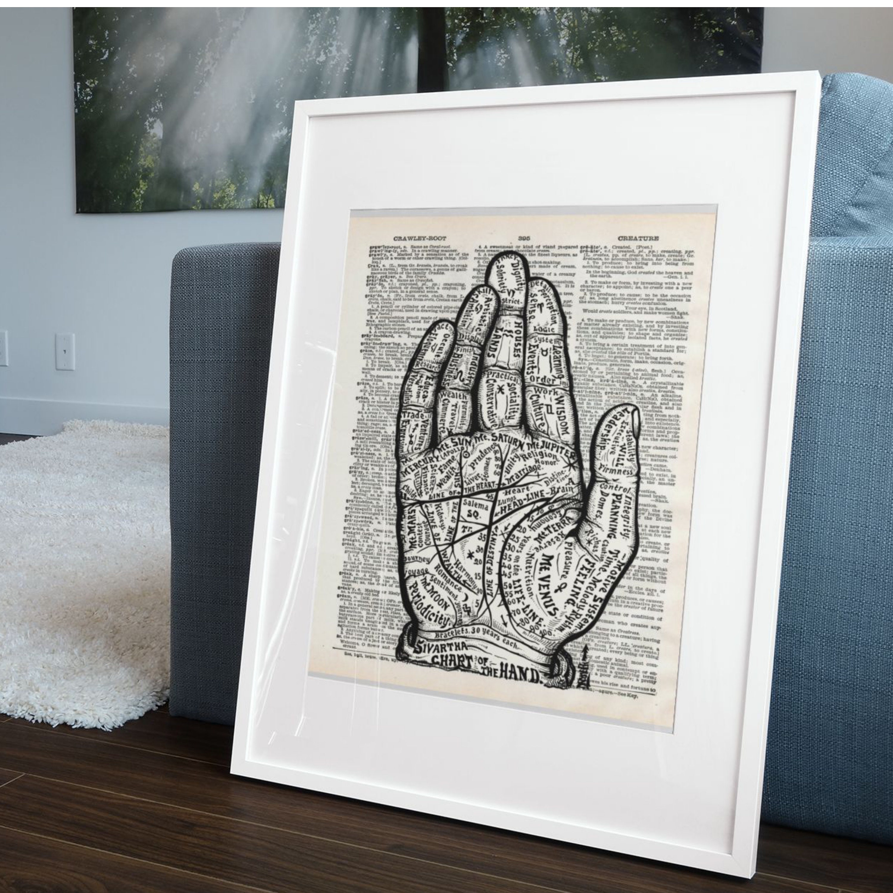 Palm Reading Palmistry Illustration on a Vintage Dictionary - Etsy