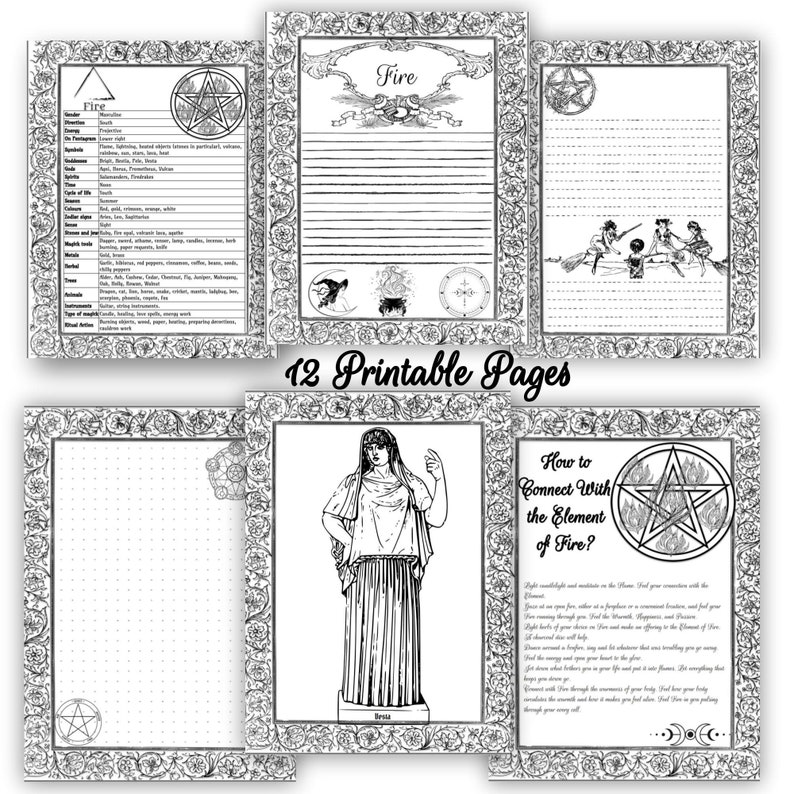 Fire Element Basics of Witchcraft Witch Reference Pages | Etsy