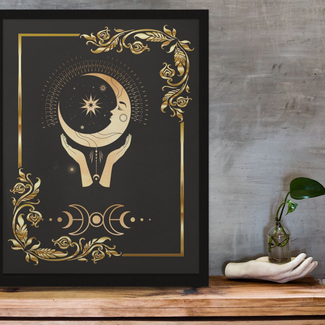 Moon Poster, Pagan Wall Art Printable, Mystical Universe & Moon Magic ...