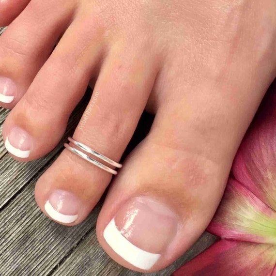 Toe Ring for Woman Sterling Silver Double Band Stacked - Etsy